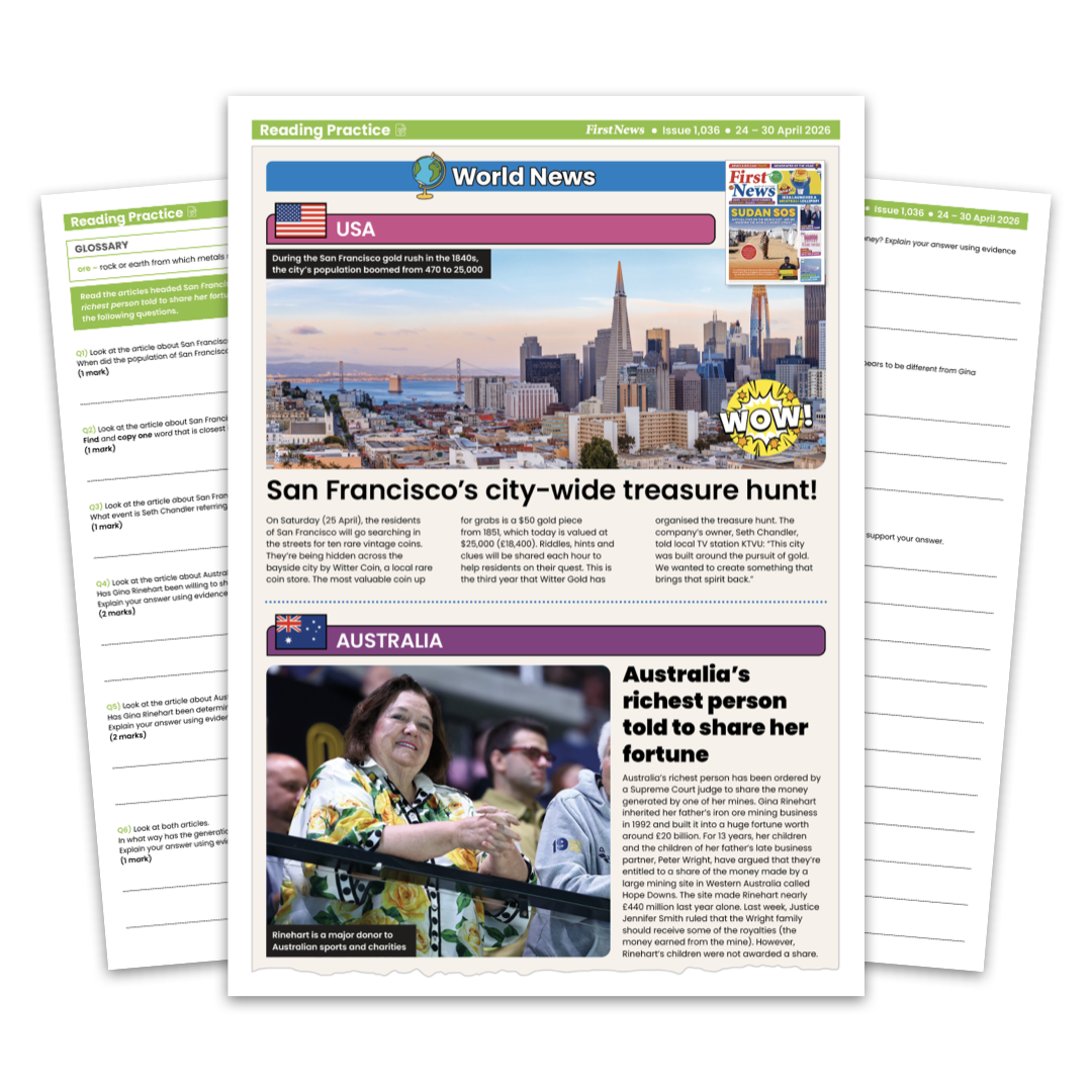 L2 Reading Practice – World News (1,036) | First News Printables